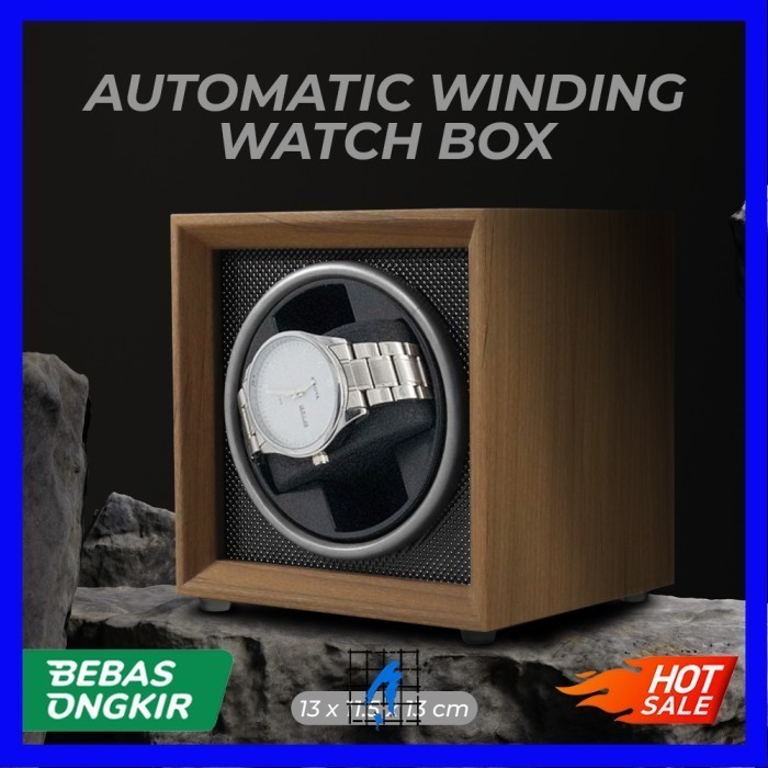 Jual Kotak Display Jam Tangan Rotasi Automatic Winding Watch Box Wood ...