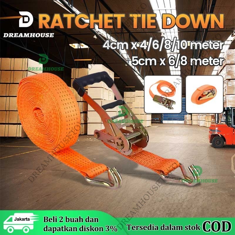Jual Rachet Tie Down 8-10 Meter 10 TON Webbing Cargo Lashing Belt ...