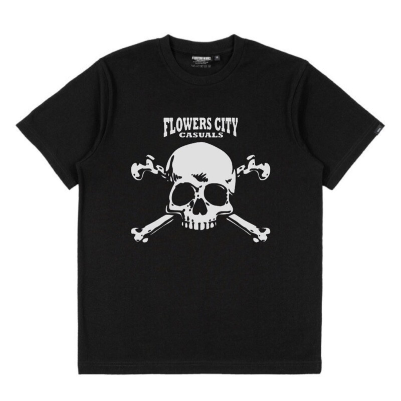 Jual Tshirt FLOWER CITY CASUAL - Kaos FCC Logo Skull Black Cotton ...