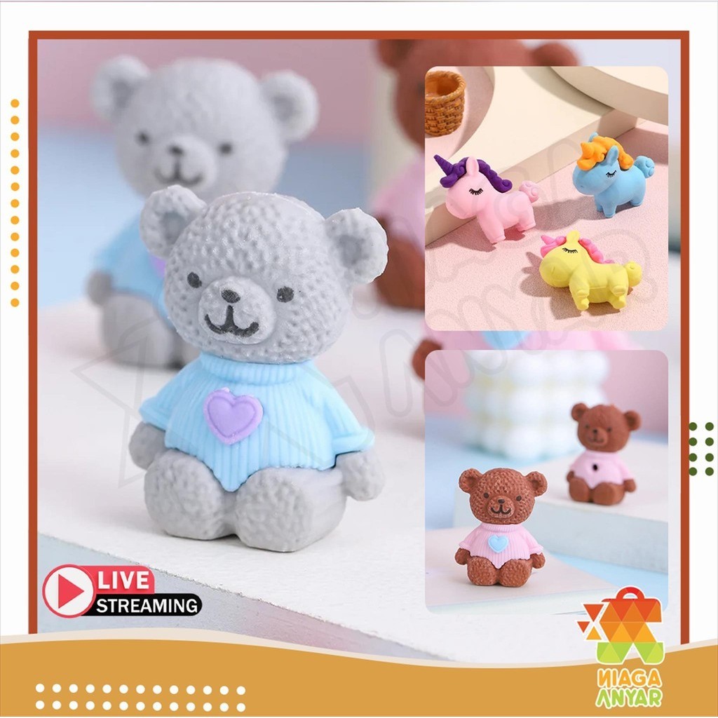 Jual NA Penghapus Karakter Lucu 3 Dimensi / Eraser Character 3D Cute ...