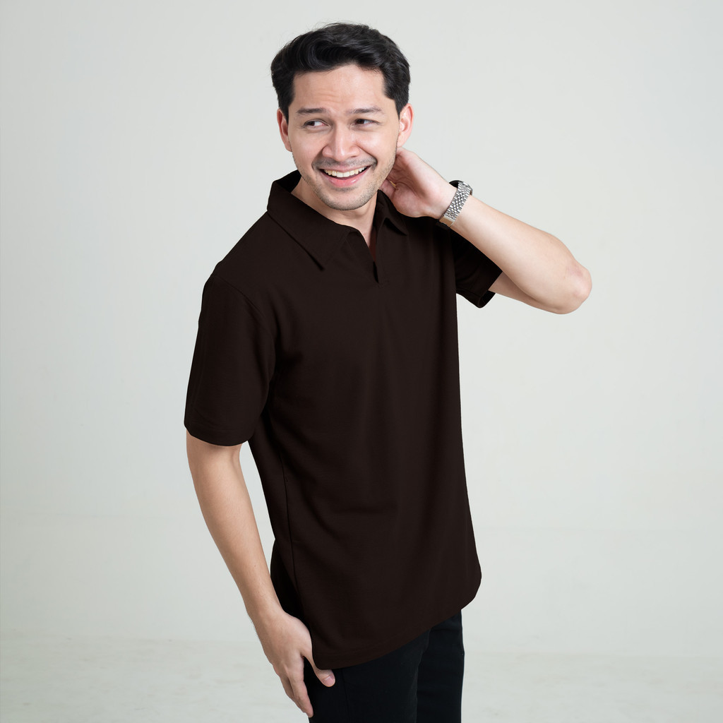 Jual Relaxed Polo WOODCUTTER Kaos Polo Pria Basic Shirt - Dark Brown ...
