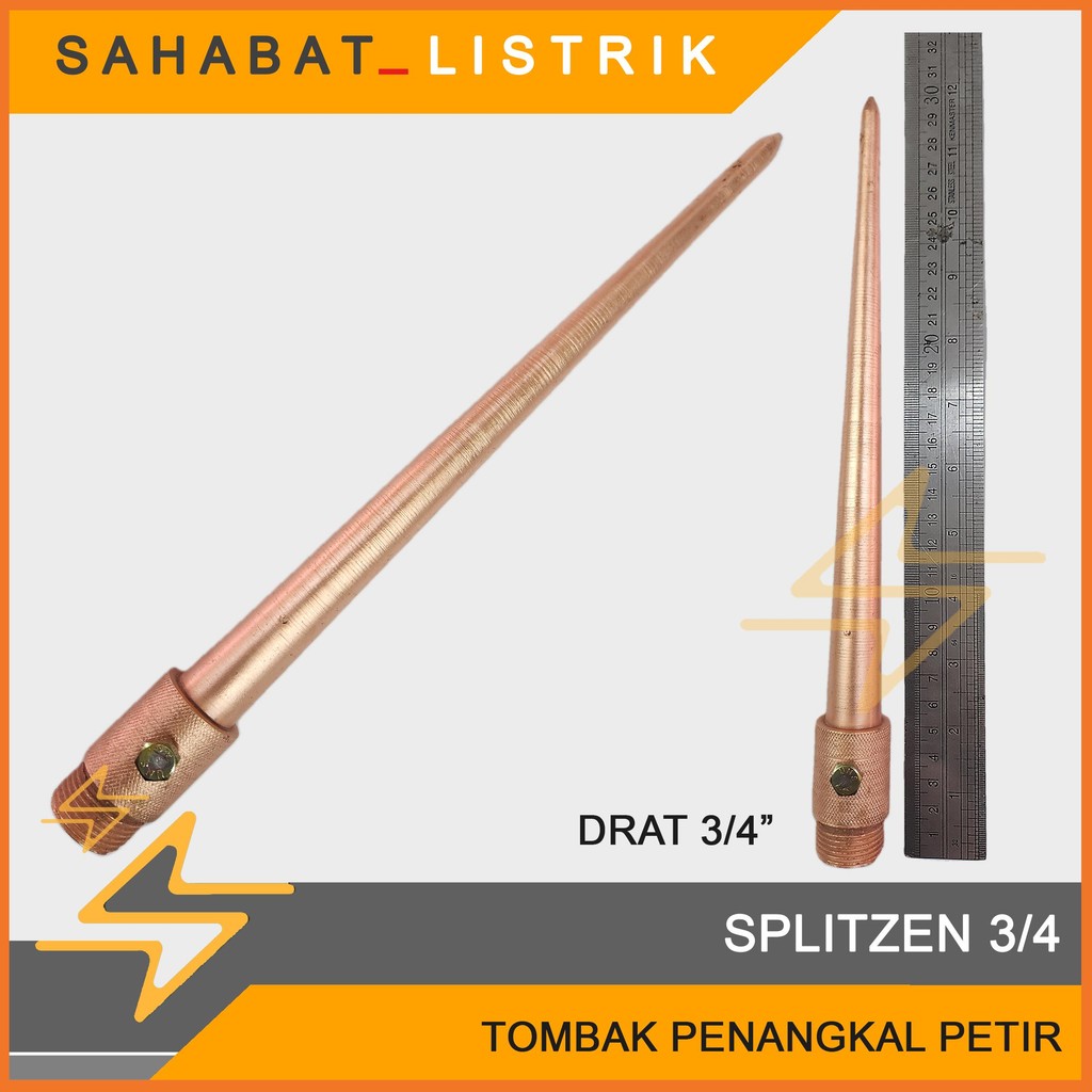 Jual SPLITZEN 3/4"X30CM TOMBAK DENGAN TIANG PENANGKAL ANTI PETIR ...