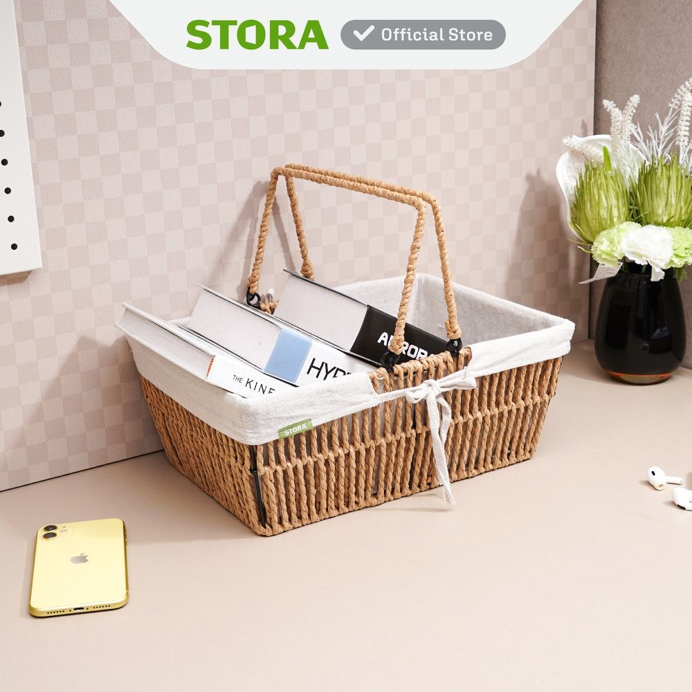 Jual Stora 35X25X13 cm Keranjang Penyimpanan Dengan Handle - Cokelat ...