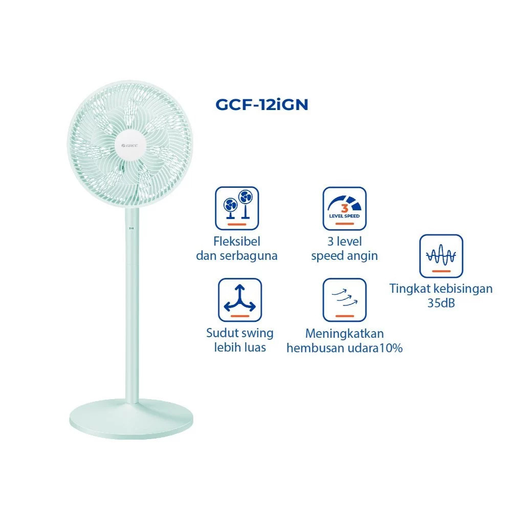 Jual GREE WIND GREE STAND FAN GCF12IGN GREE KIPAS ANGIN BERDIRI 12 INCH ...