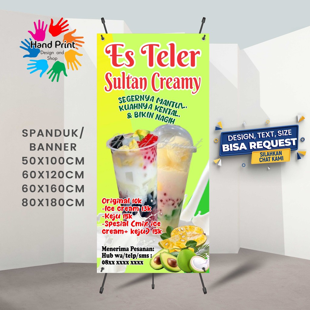 Jual Cetak Spanduk Banner Es Teler Creamy Sultan MMT Spanduk Custom ...
