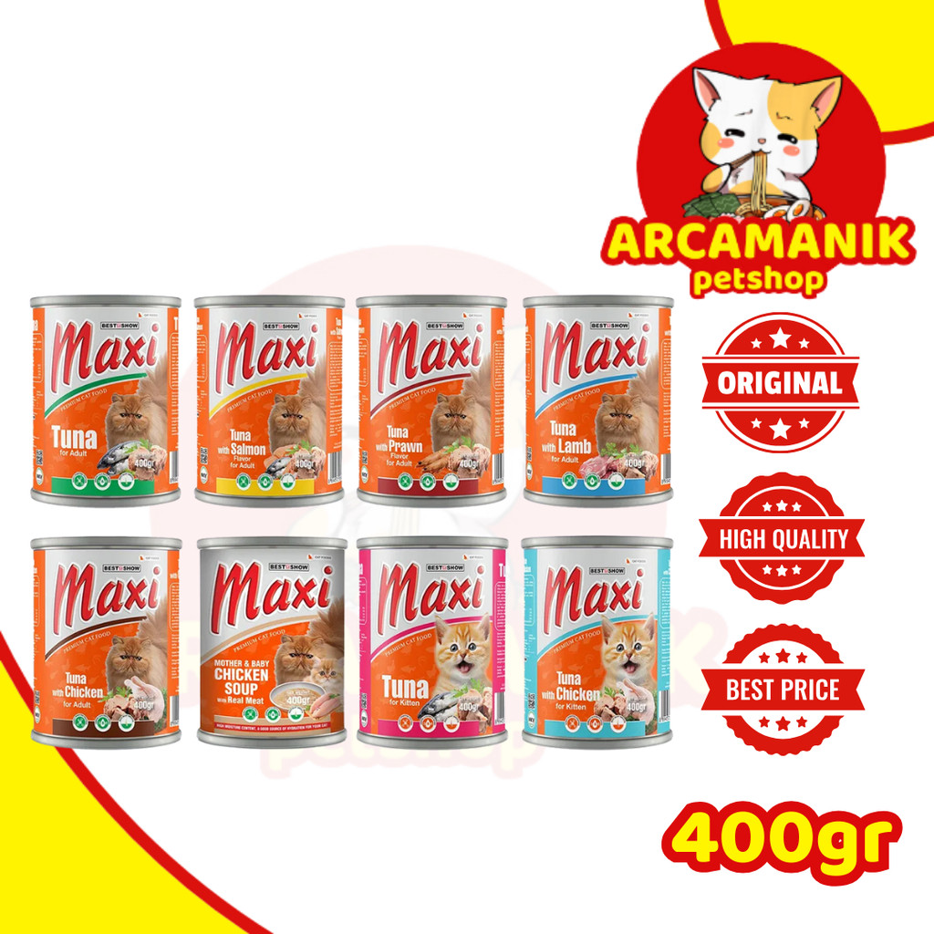 Jual Maxi Cat Adult & Kitten Kaleng 400gr - Makanan Basah Kucing Maxi ...