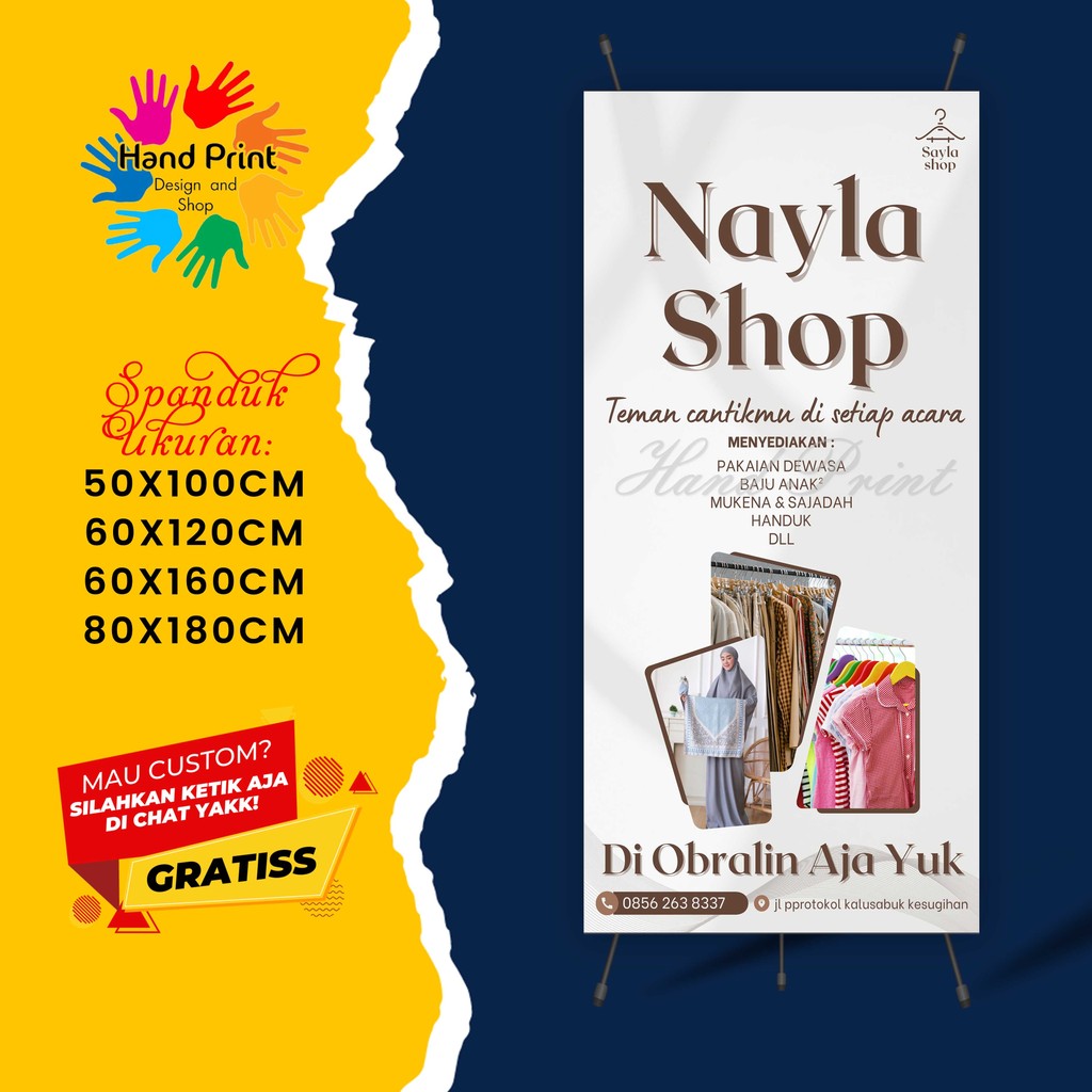 Jual Cetak Spanduk Banner Toko Baju Shop Cream MMT Spanduk Custom ...