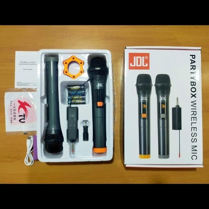 Jual Mic Wireless JDL PARTY BOX isi 2Mic Handle Wireless Pake Baterai ...