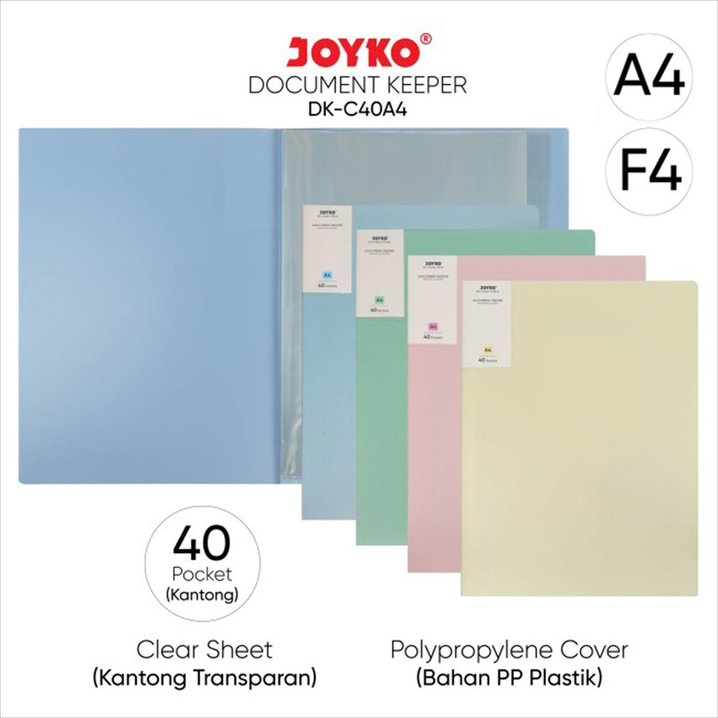 Jual NA JOYKO Document Keeper A4 F4 40 Pockets / Clear Holder Book 40 ...