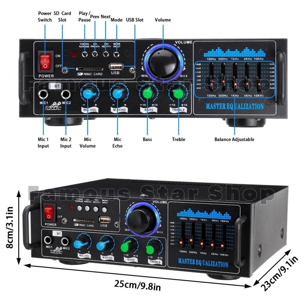 Jual SERBA COD Amplifier Daya 800 Watt Full Bass Fleco A-22BT Audio ...