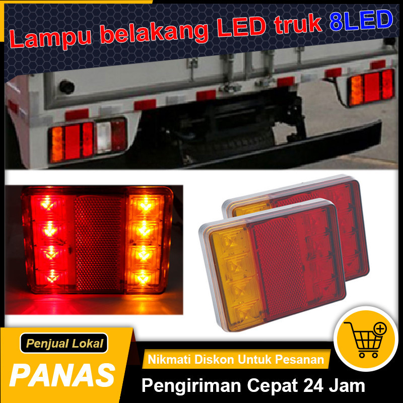 Jual 2pcs Stop Lamp Truk 12V/24V Lampu belakang LED truk 8LED lampu ...