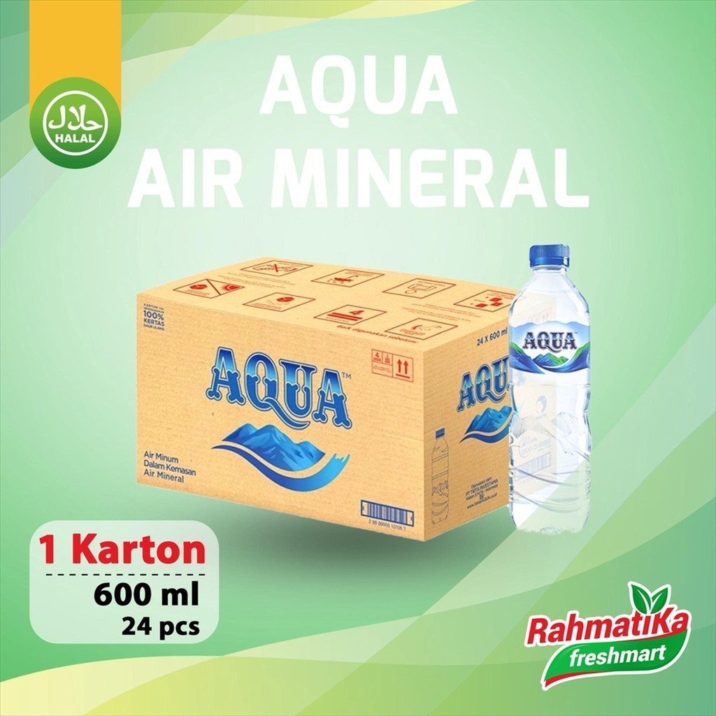 Jual Aqua Air Mineral Botol 1 Dus (600 ml x 24 pcs) | Shopee Indonesia