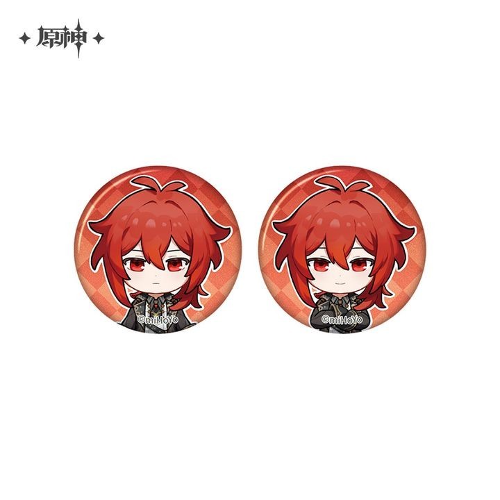 Jual Diluc Chibi Photo Reminiscing Theme Badge Set 38mm - Genshin ...