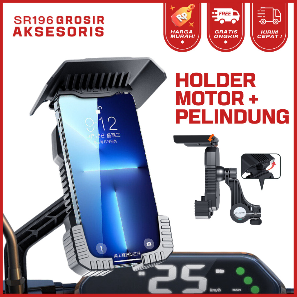 Jual Holder Hp Motor Spion + Pelindung Penutup Anti Panas Silau Stand ...