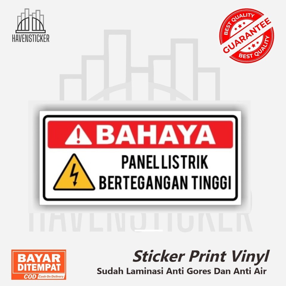 Jual stiker bahaya tegangan listrik Sticker vinyl label print high ...