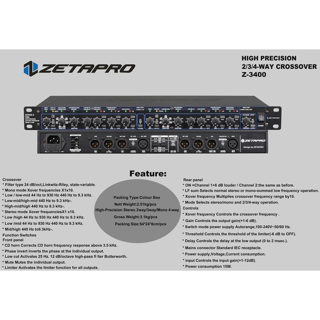 Jual CROSSOVER AKTIF ZETAPRO Z 3400 Crossover zetapro z3400 | Shopee ...