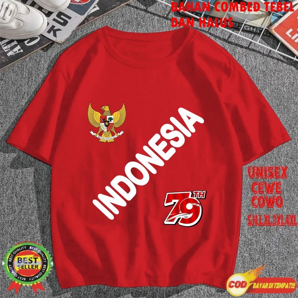 Jual Indo Hut RI 79 Kaos Terlaris 17 Agustus 1945 Kemerdekaan Indonesia Kaos Merah Putih Hitam ...