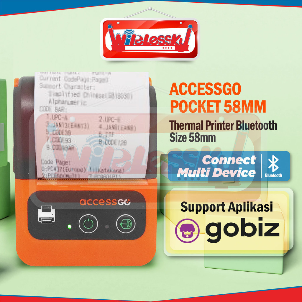 Jual Accessgo Pocket 58mm Mini Printer Thermal Bluetooth | Shopee Indonesia