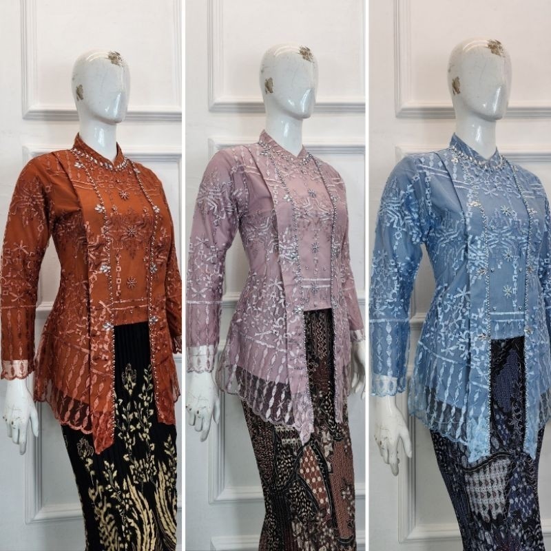 Jual Nabilstore| Kebaya Tunik Kutubaru Kerah Shanghai Modern | Kebaya Terbaru | Tunik Tulle ...