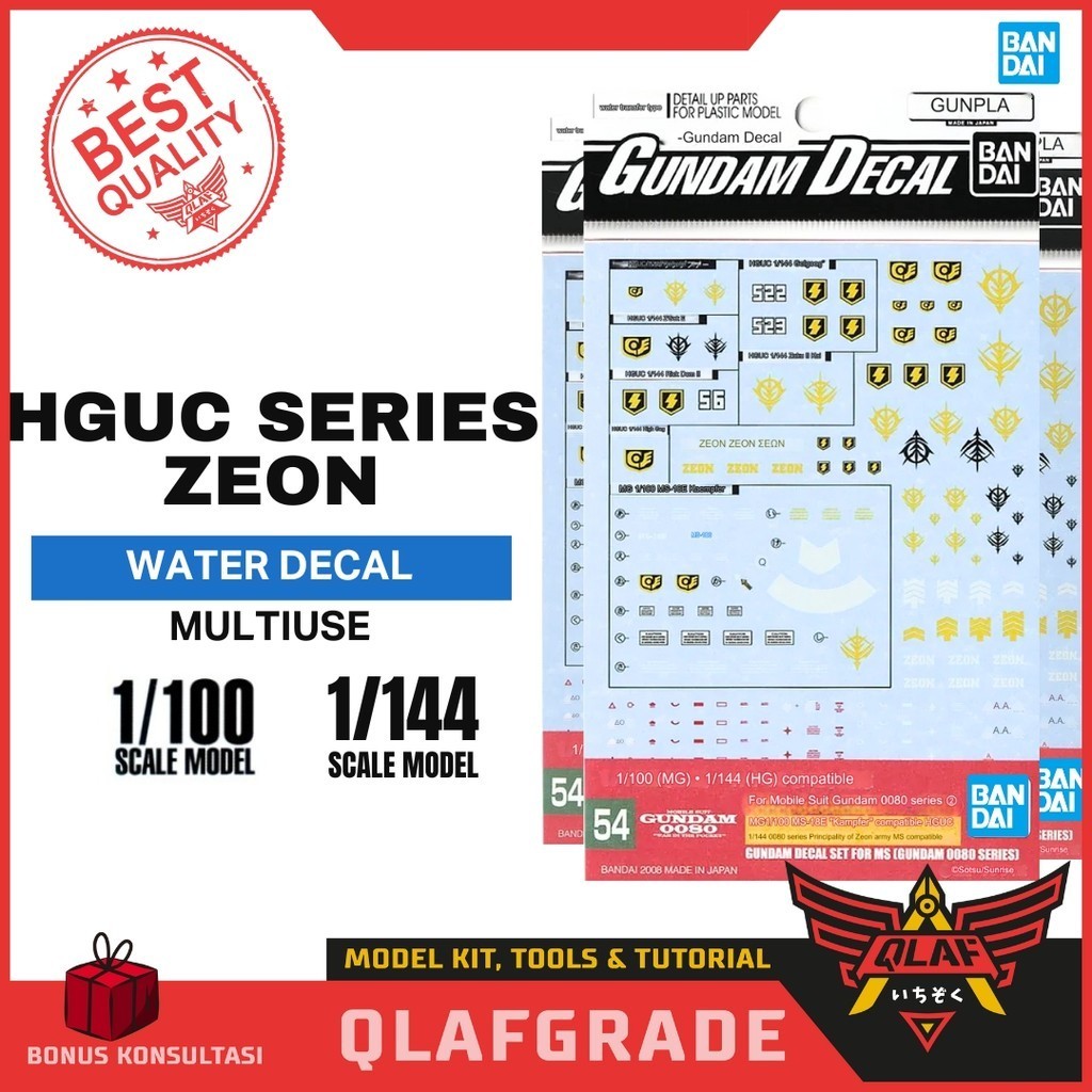 Jual Decal gundam 54 HGUC SERIES ZEON 0800 1/144 1/100 - Bandai water ...
