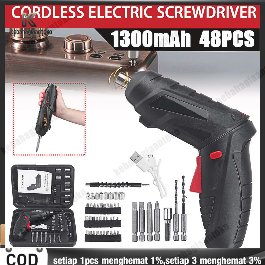 Jual Cordless Screwdriver 4.2 V Mesin Bor Cordless Mini 48pcs Set ...