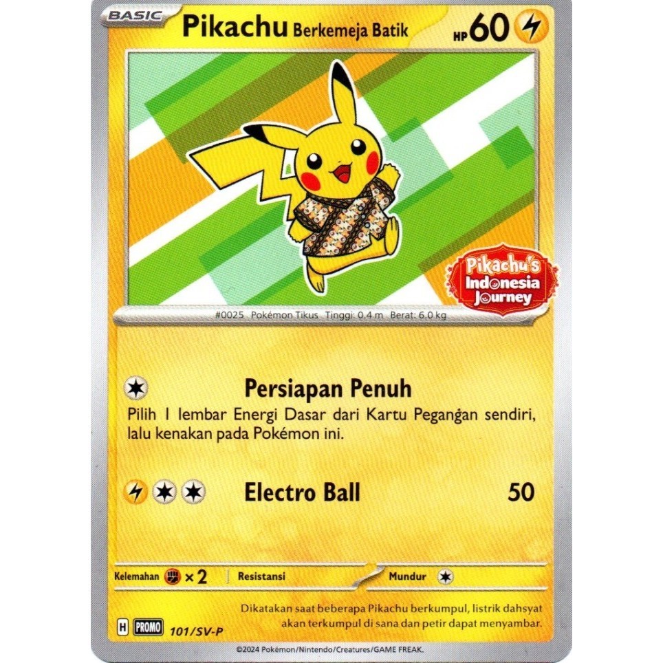 Jual Pikachu Berkemeja Batik (Limited) - 101/SV-P Indonesia Pokemon Original TCG 2024 | Shopee ...