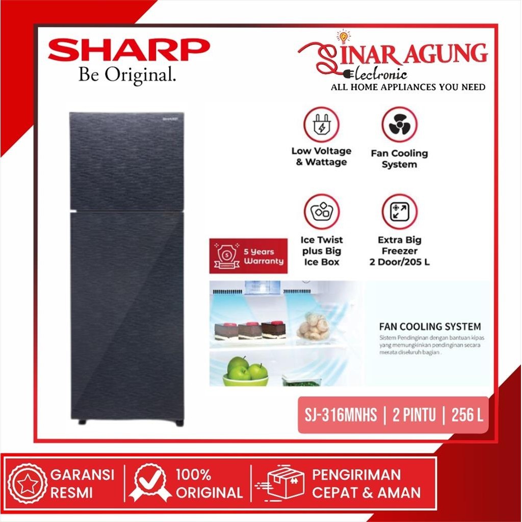 Jual SHARP SJ-316MNHS / SJ316MNHS KULKAS 2 PINTU - GARANSI RESMI ...
