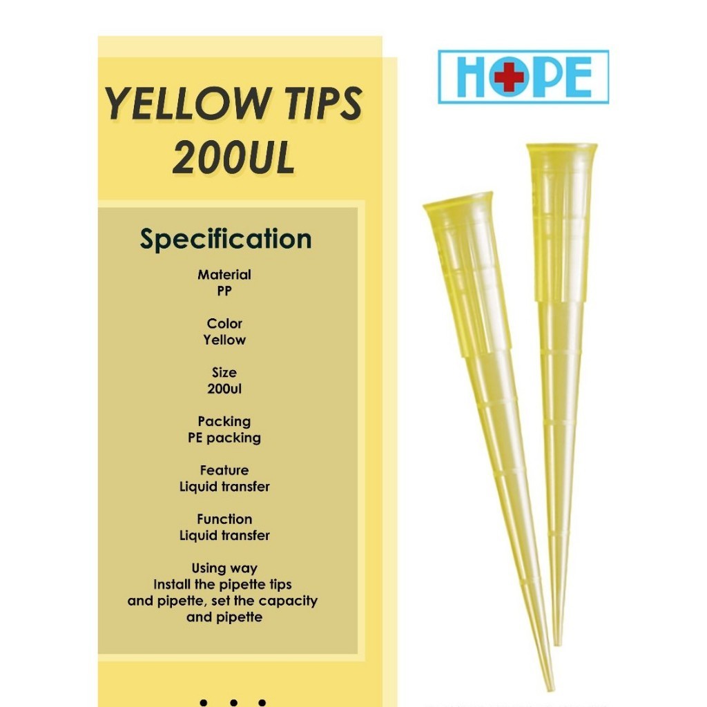 Jual Hope Yellow Micropipette Tips 200ul / Micropipet Tip Kuning 1000 ...