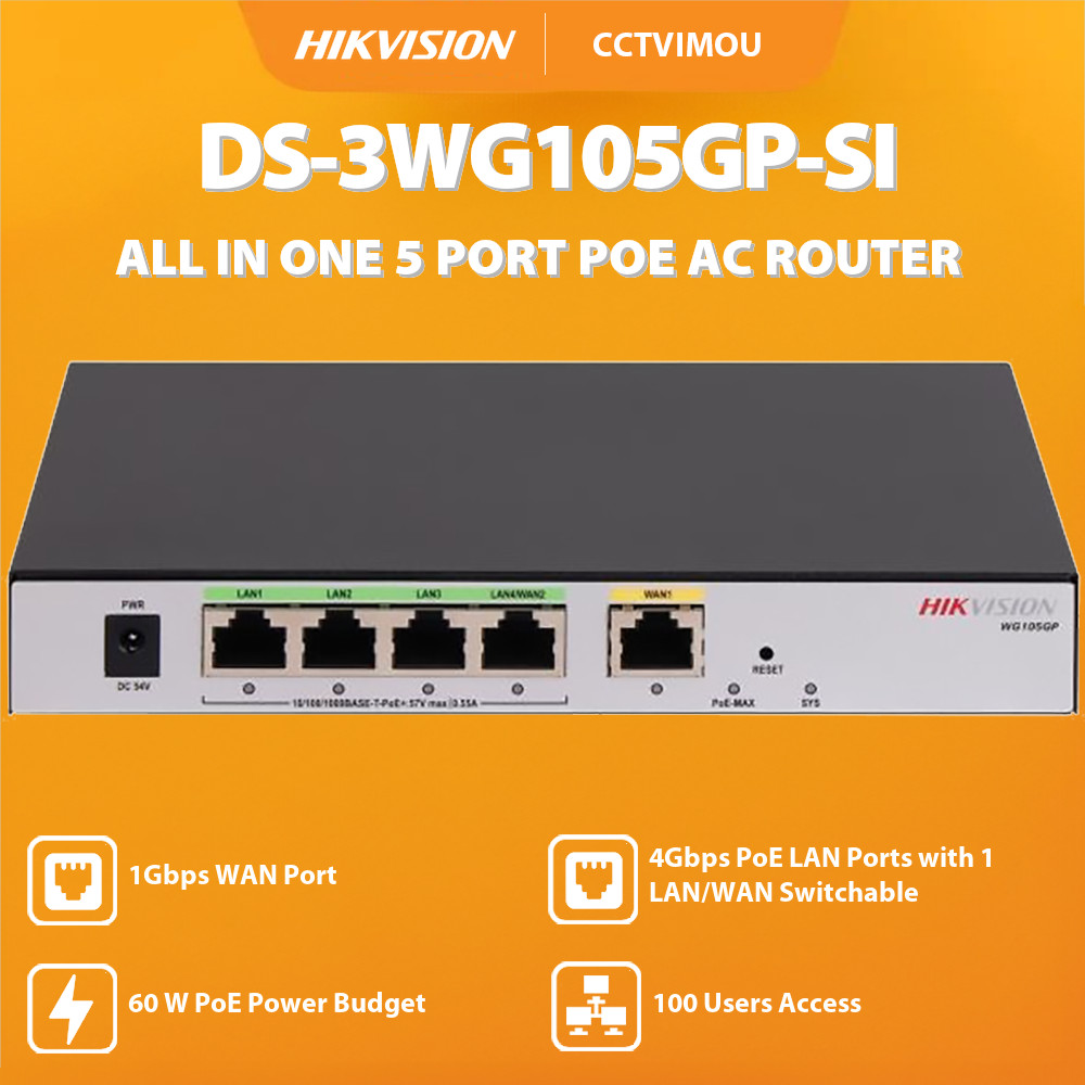 Jual HIKVISION DS-3WG105GP-SI ALL IN ONE 5 PORT POE ACCESS POINT ROUTER | Shopee Indonesia
