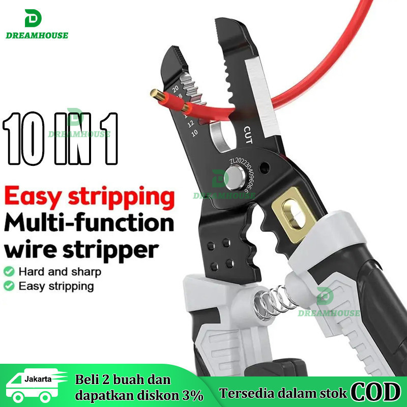 Jual Tang Potong Kupas Kabel Tang Stripper multifungsi/10 in1 Alat ...