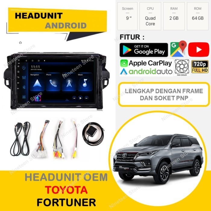 Jual Headunit Android Set Toyota Fortuner New 9 Inch Frame Soket PNP ...