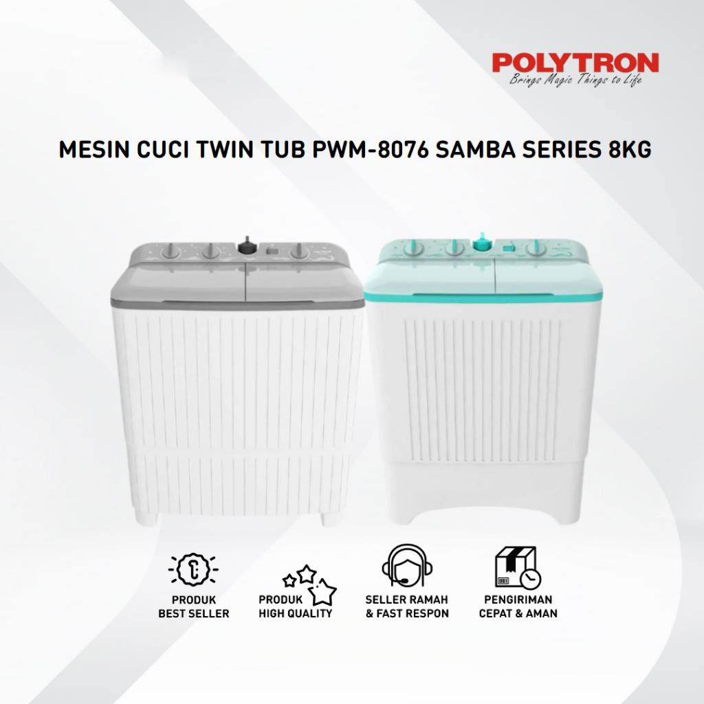 Jual Mesin Cuci Polytron PWM 8076 / PWM8076 Mesin Cuci 2 Tabung 8Kg ...