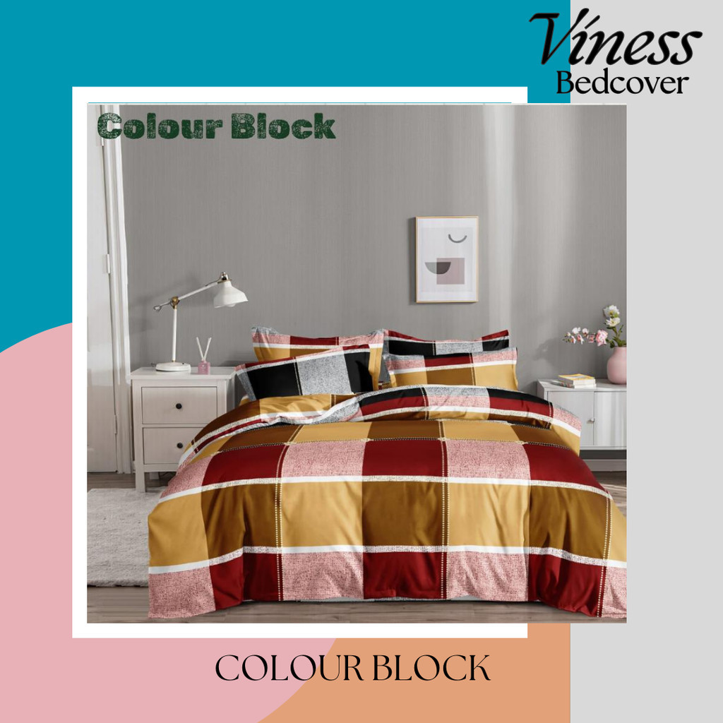Jual BEDCOVER SET BAHAN MICROTEX DISPERSE CORAK COLOUR BLOCK | Shopee ...