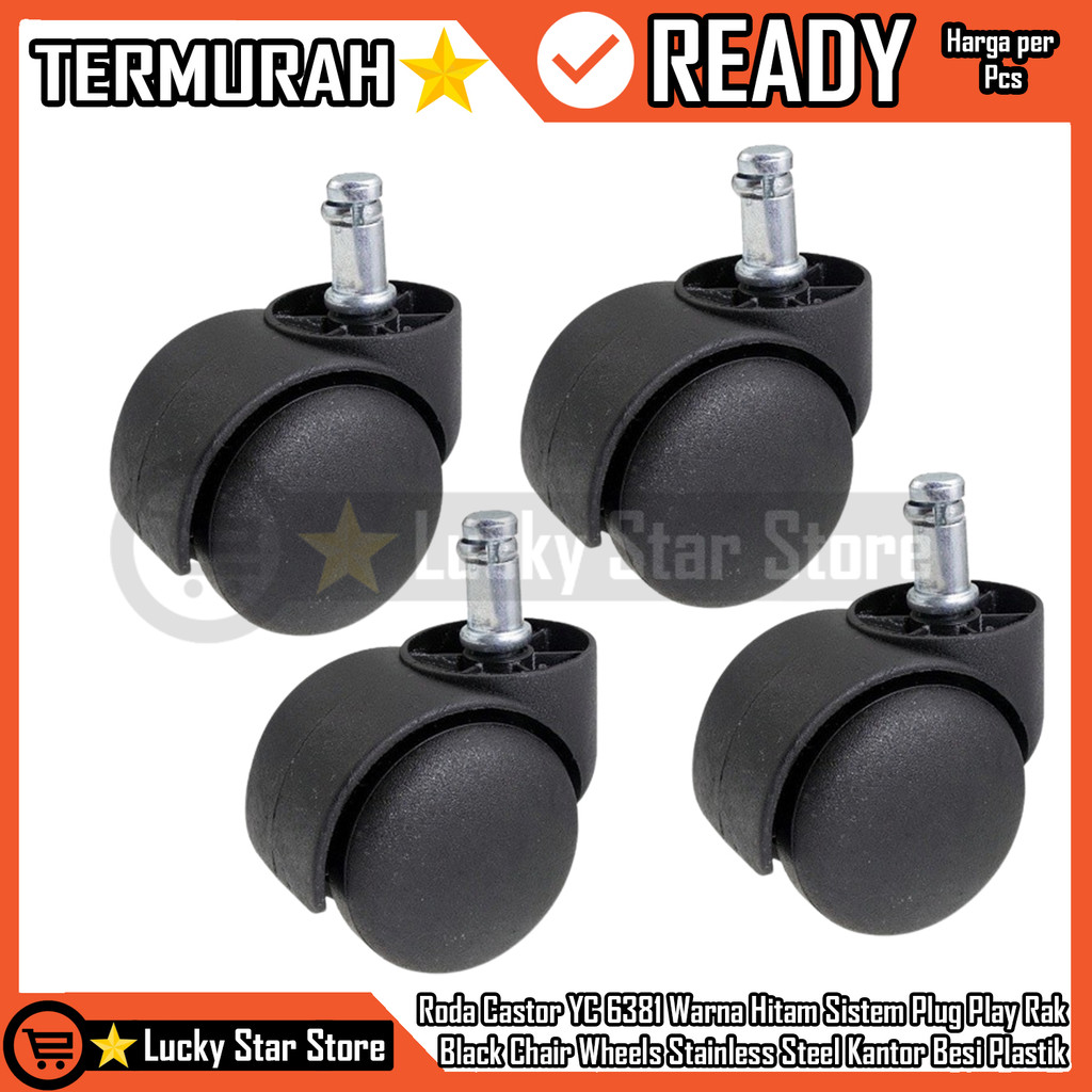 Jual Roda Castor Kastor Warna Hitam Sistem Plug Play Rak Laci Dorong ...