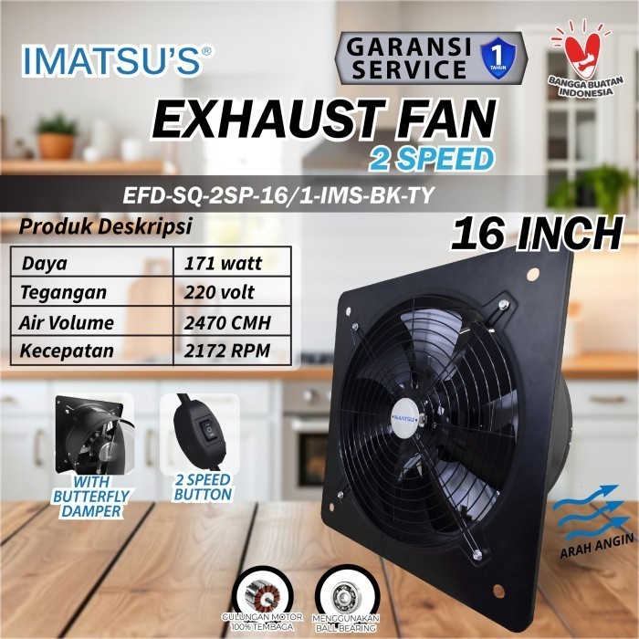 Jual Exhaust Fan 16 Inch Wall Air Duct Booster Fan 16" Inch 2 Speed ...