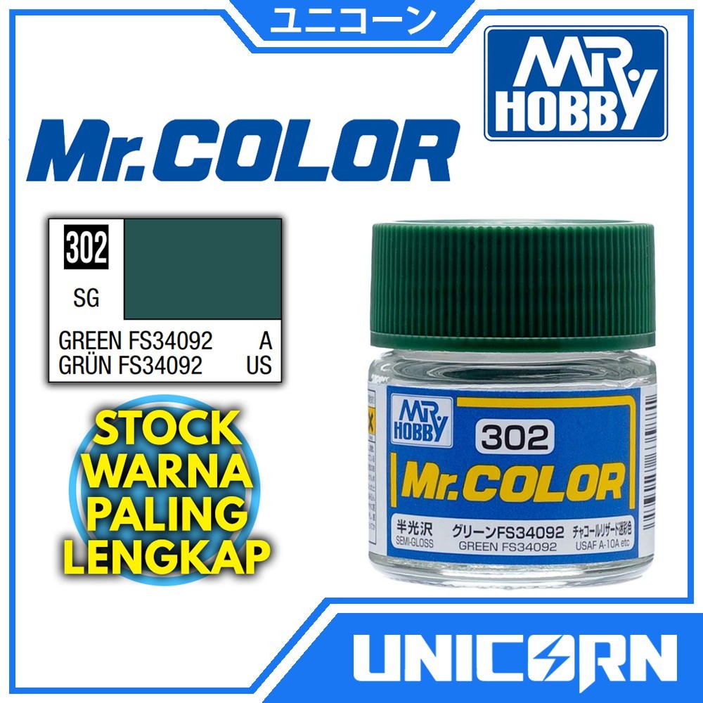 Jual MR COLOR C 302 GREEN FS34092 / CAT HOBBY AIRBRUSH KUAS GUNDAM C302 ...