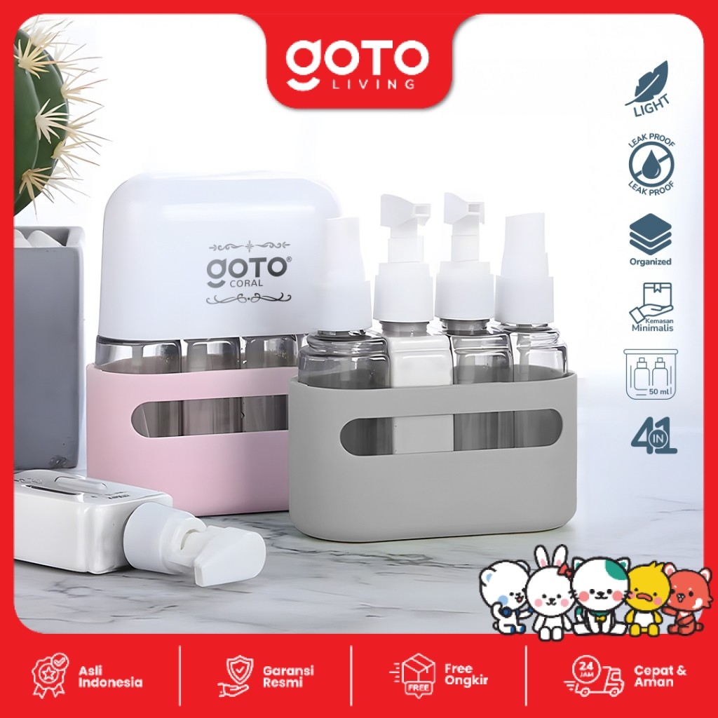 Jual Goto Coral Botol Refill Tempat Sabun Lotion Travel Kit Bottle Set ...