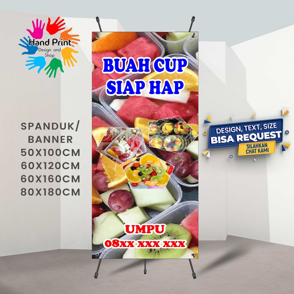 Jual Cetak Spanduk Banner Buah Potong Segar MMT Spanduk Custom 60x160 ...