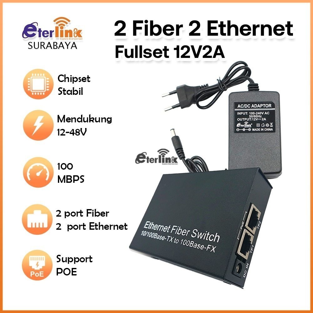 Jual [Bisa Bayar Ditempat] 2F2E-ConverterSaja / FULLSET - MEDIA CONVERTER 2 FIBER 2 ETHERNET ...