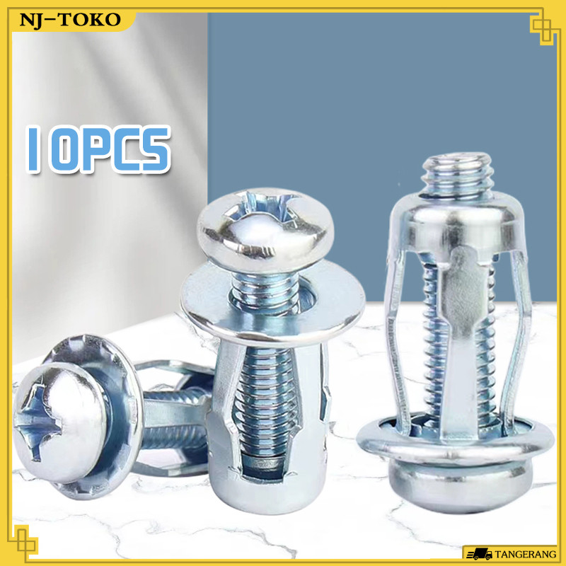 Jual 10PCS Jack Nuts Petal Bolt Jack Nuts M6 Hollow Metal Wall Nut ...
