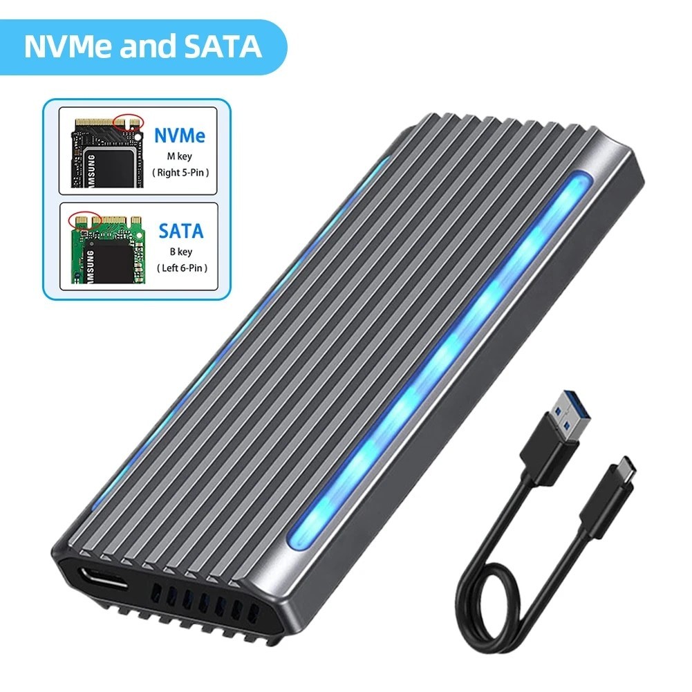 Jual M.2 NVMe SSD Enclosure Aluminum Alloy RGB M2 SSD Case M.2 to USB ...