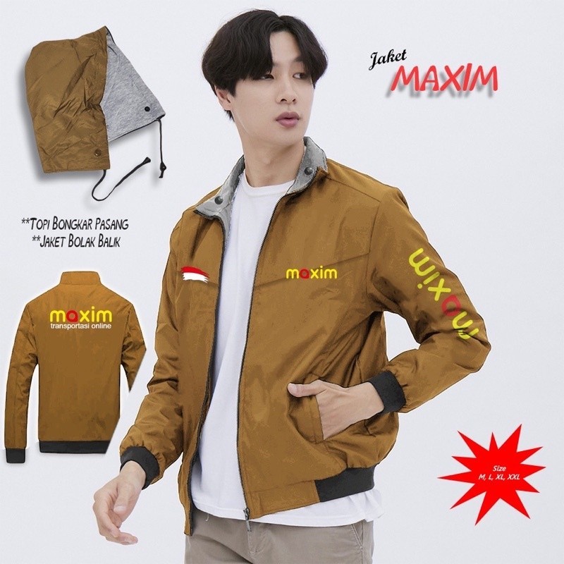 Jual JAKET MAXIM // JAKET DRIVER TERBARU OJEK ONLINE MAXIM BOLAK BALIK ...