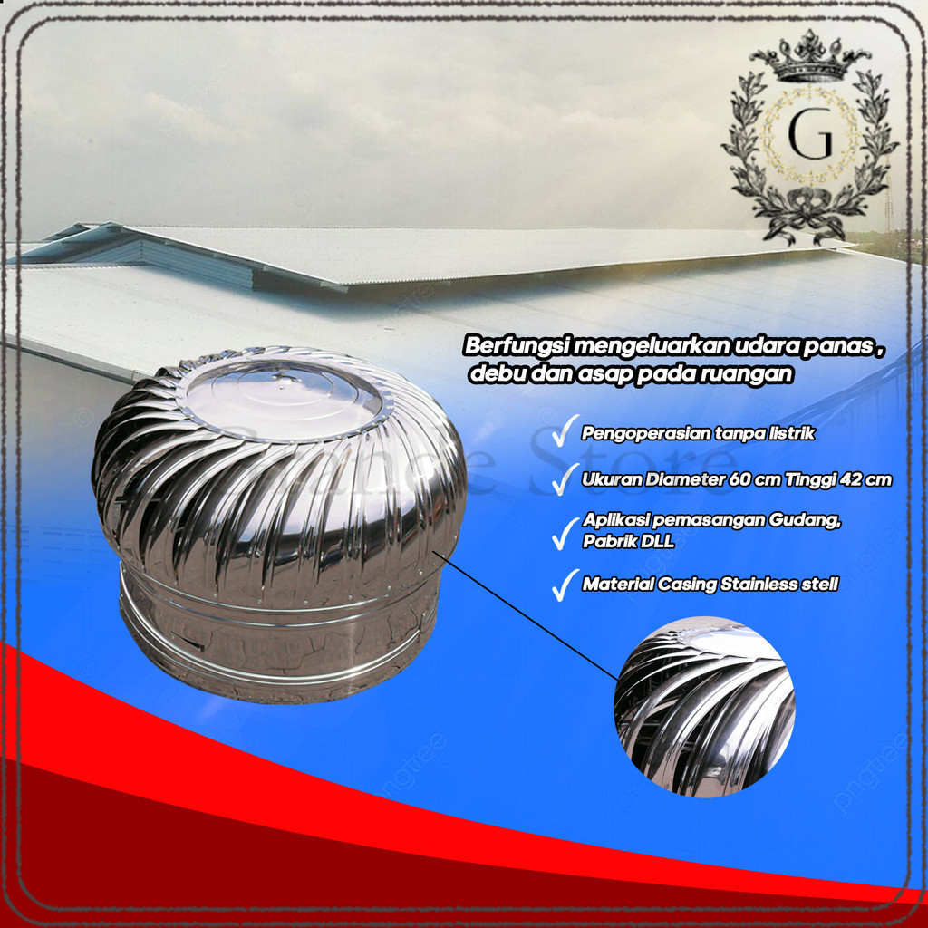 Jual Promo Turbin Ventilator Size 24" inch / 60 cm VENTILASI ATAP ...