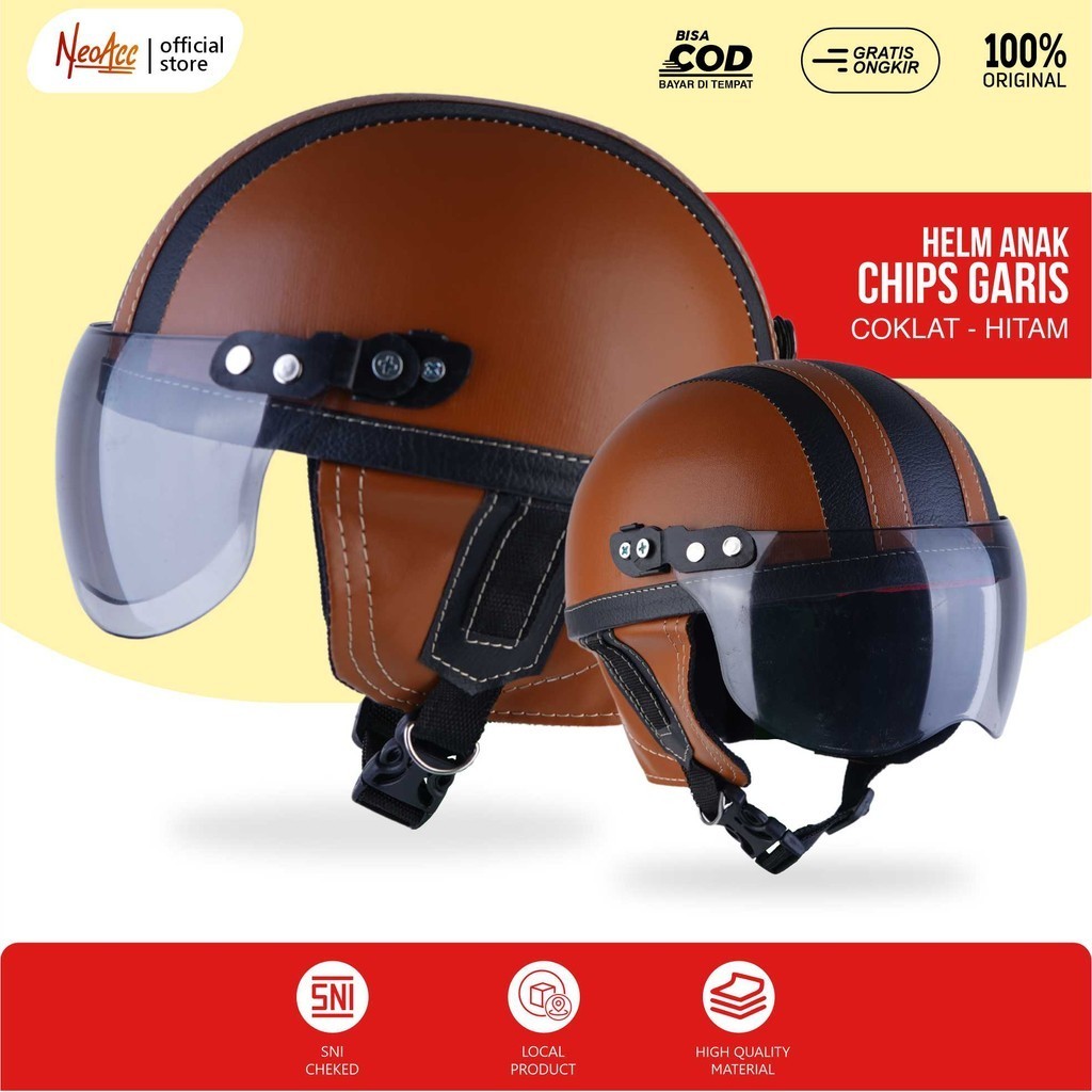Jual Helm Anak Retro 1 2 3 4 Tahun Polos Ringan Mocca Hitam Garis ...