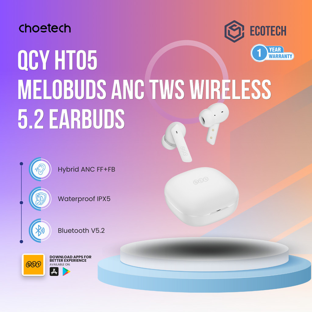 Jual QCY HT05 Melobuds ANC TWS Wireless 5.2 Bluetooth Earbuds | Shopee ...
