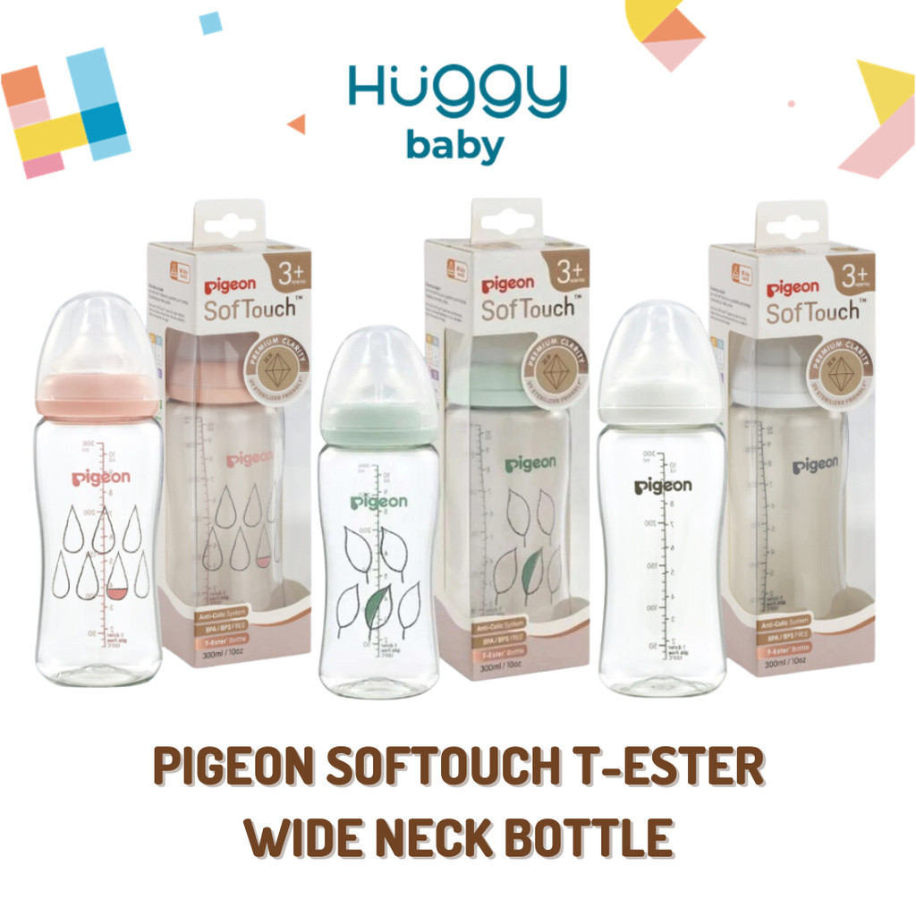Jual PIGEON Botol T-Ester Wide Neck 300ml P-Plus Nipple | Botol Susu Bayi | Shopee Indonesia
