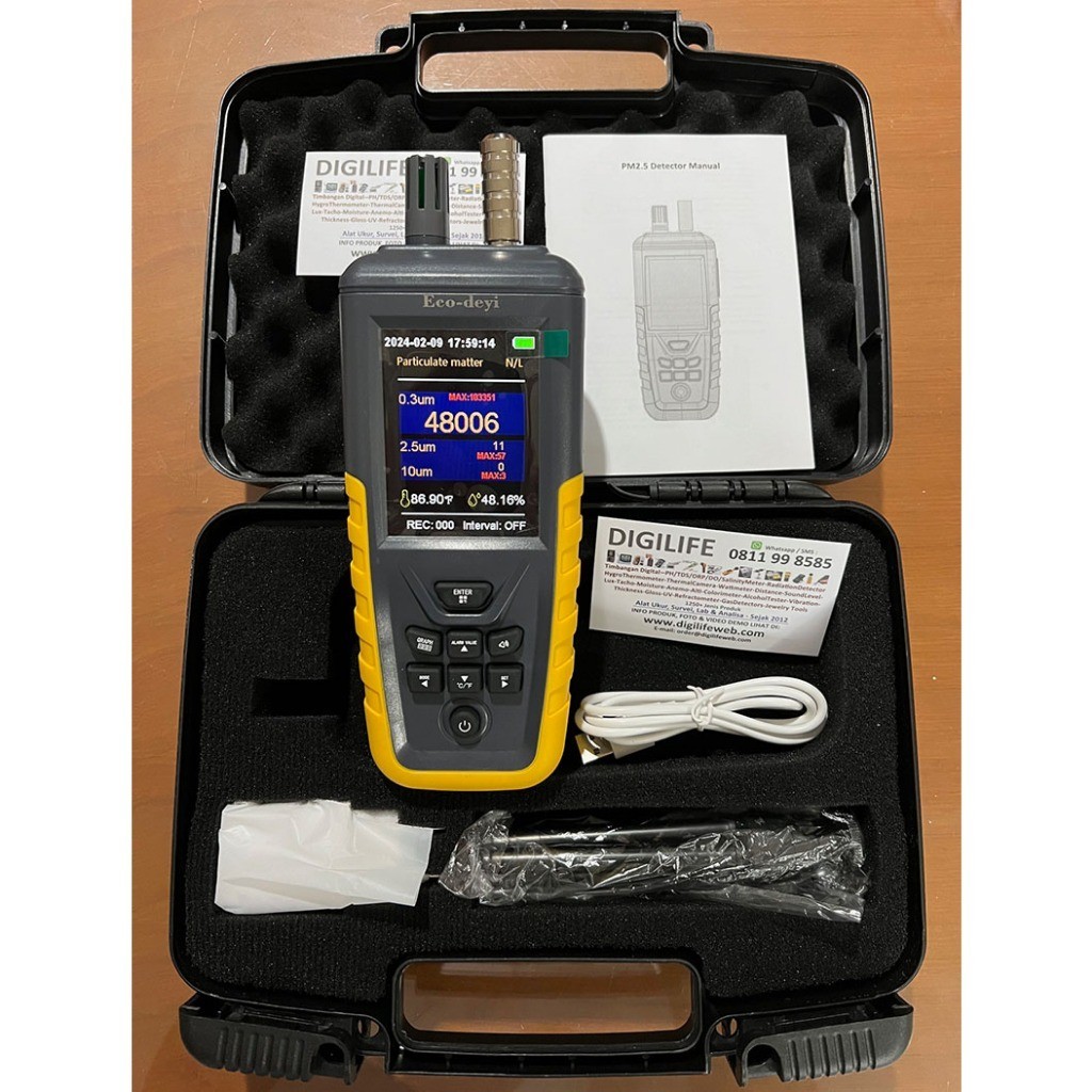 Jual Dust Particle Counter Data Logger PM2.5 PC USB Eco-Deyi TC8100 ...