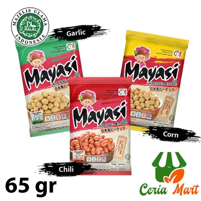 Jual Snack Kacang Jepang Mayasi 65 gr Garlic Chili Corn Mayashi ...