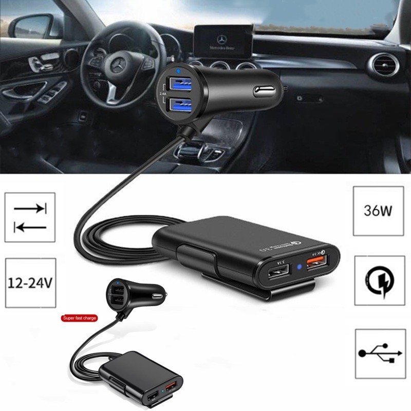 Jual Mobil Charger HP 4 Port USB HP Car Charger Super Fast Charging 3 ...