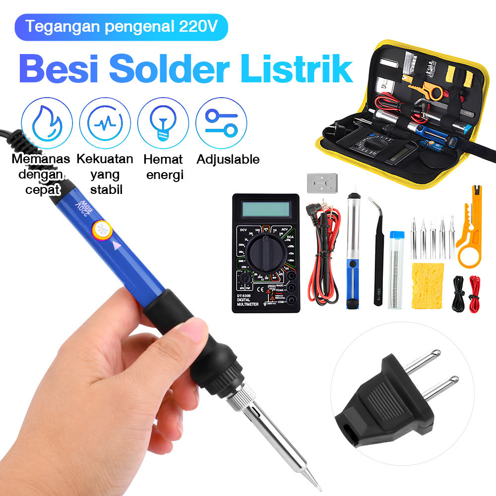 Jual 60W Set Solder Listrik Lengkap dengan Multimeter Iron Tool Kit 220V/Solder Listrik Murah ...